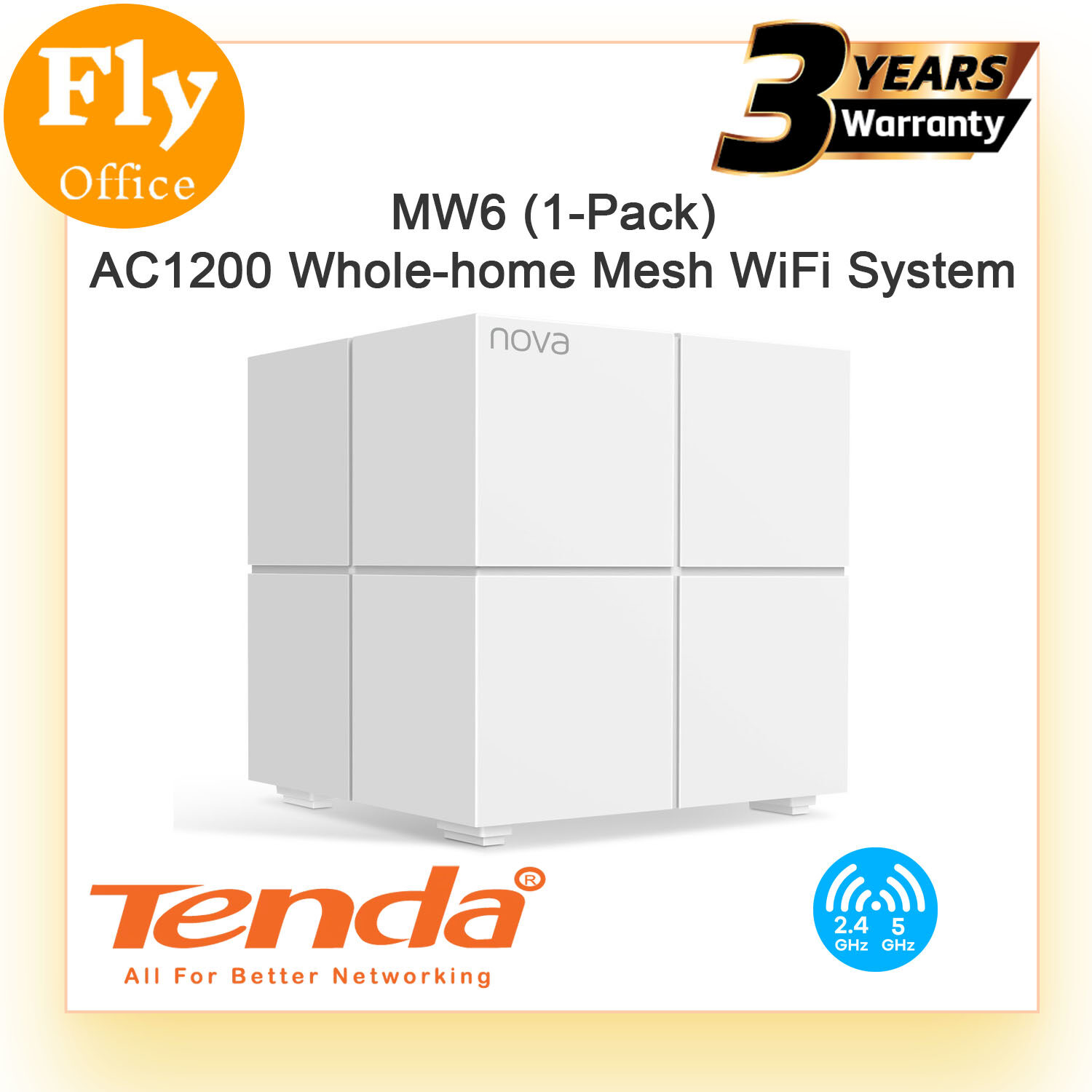 Tenda Nova MW6 (1-Pack) Whole Home Mesh WiFi System Router Up to 2000 ...