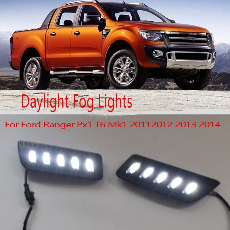 1Pair Car Front Led Daytime Running Lights Daylight Fog Lights for Ford Ranger Px1 T6 Mk1 2011 ...