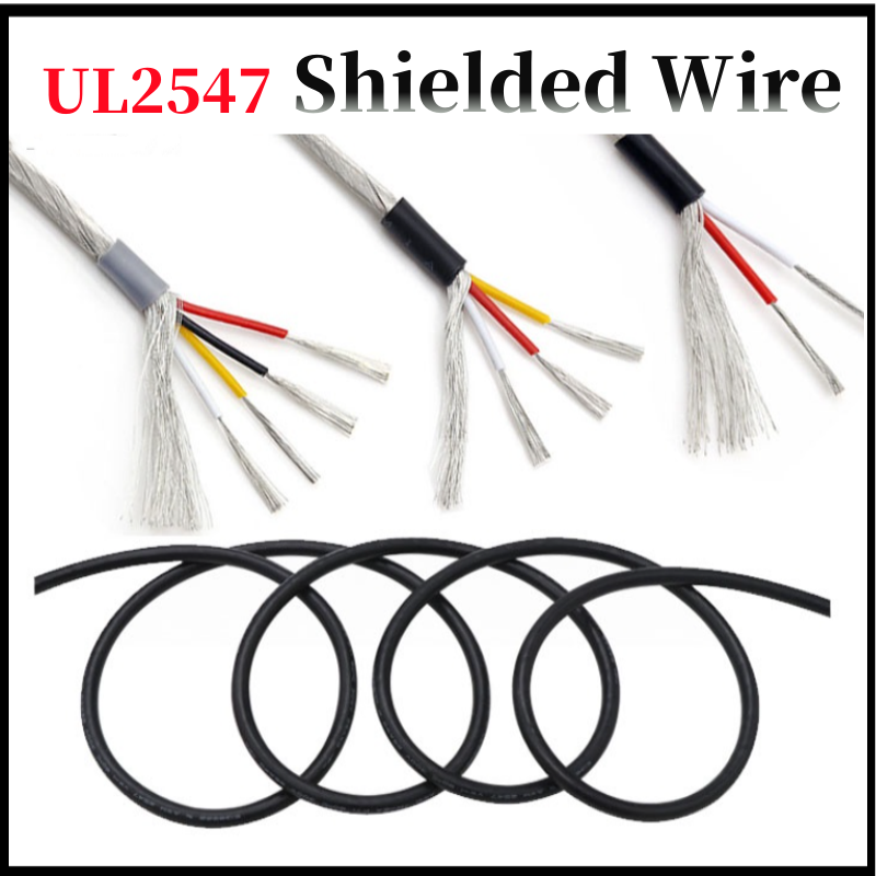 1M Black Shielded Wire Signal Cable 30 28 26 24 22 20 18 AWG Channel ...