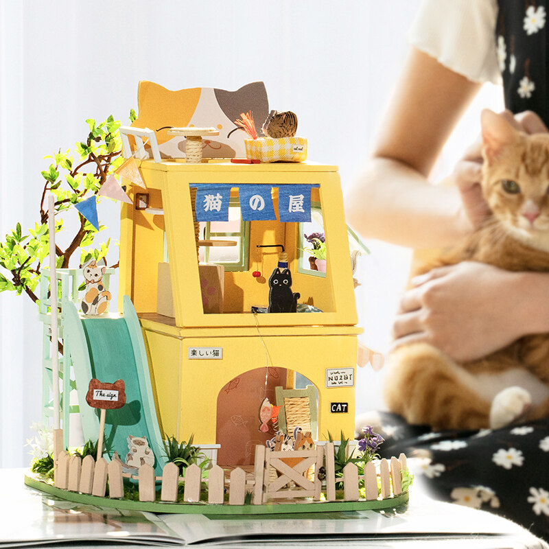 Robotime Rolife Cat House Wooden Miniature Dollhouse DG149 - Robotime ...