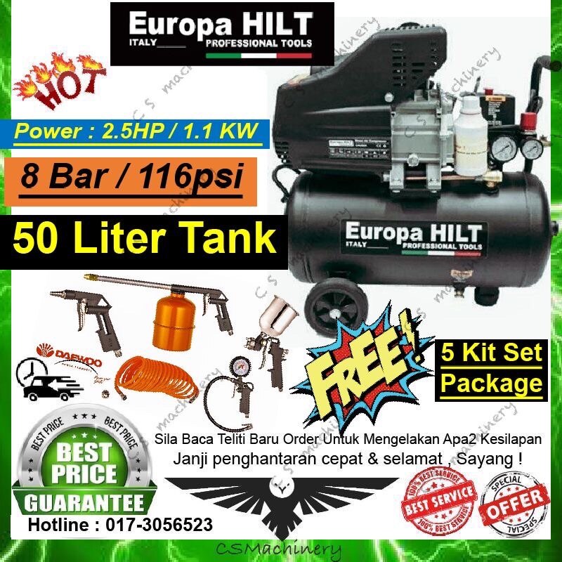 Europa hit 🔥 compressor 50L 100% Original , HeavyDuty Pam angin , tong ...