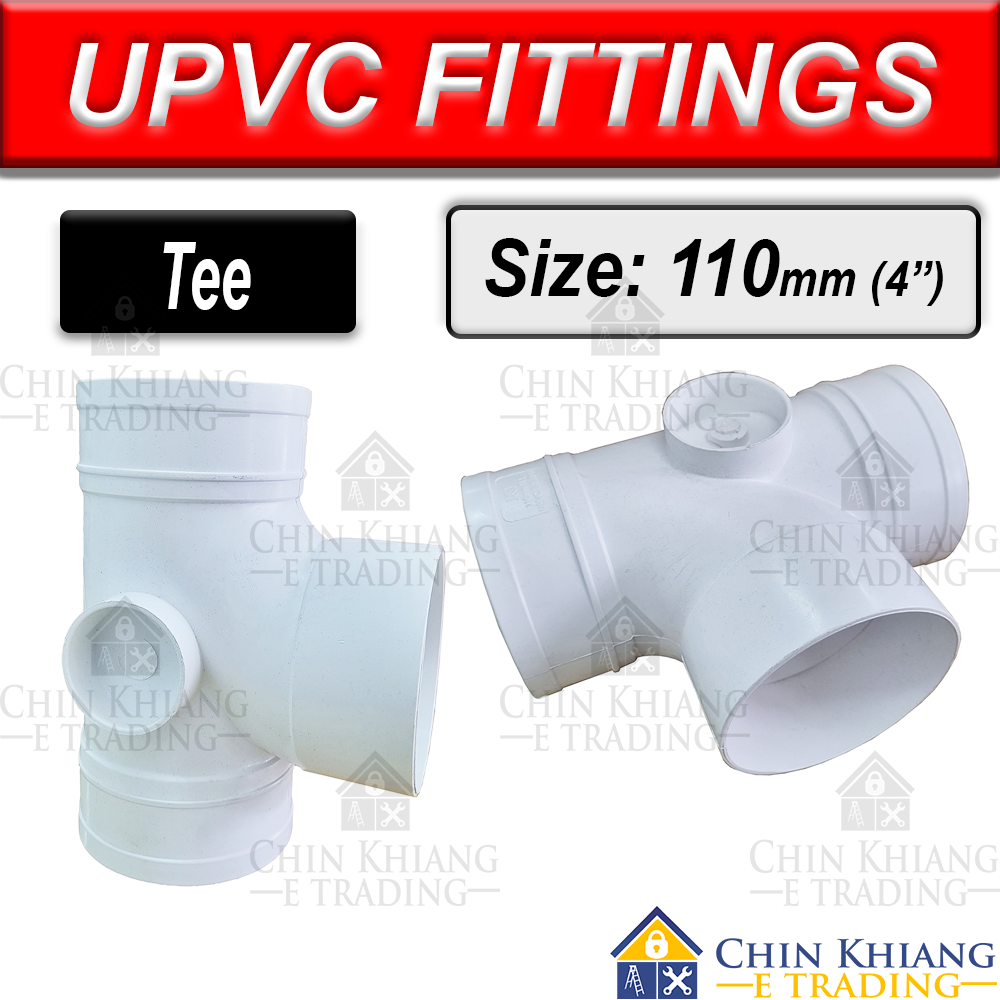 4" / 110mm UPVC Fittings Socket Elbow Tee Penyambung Pipe Putih 4 ...