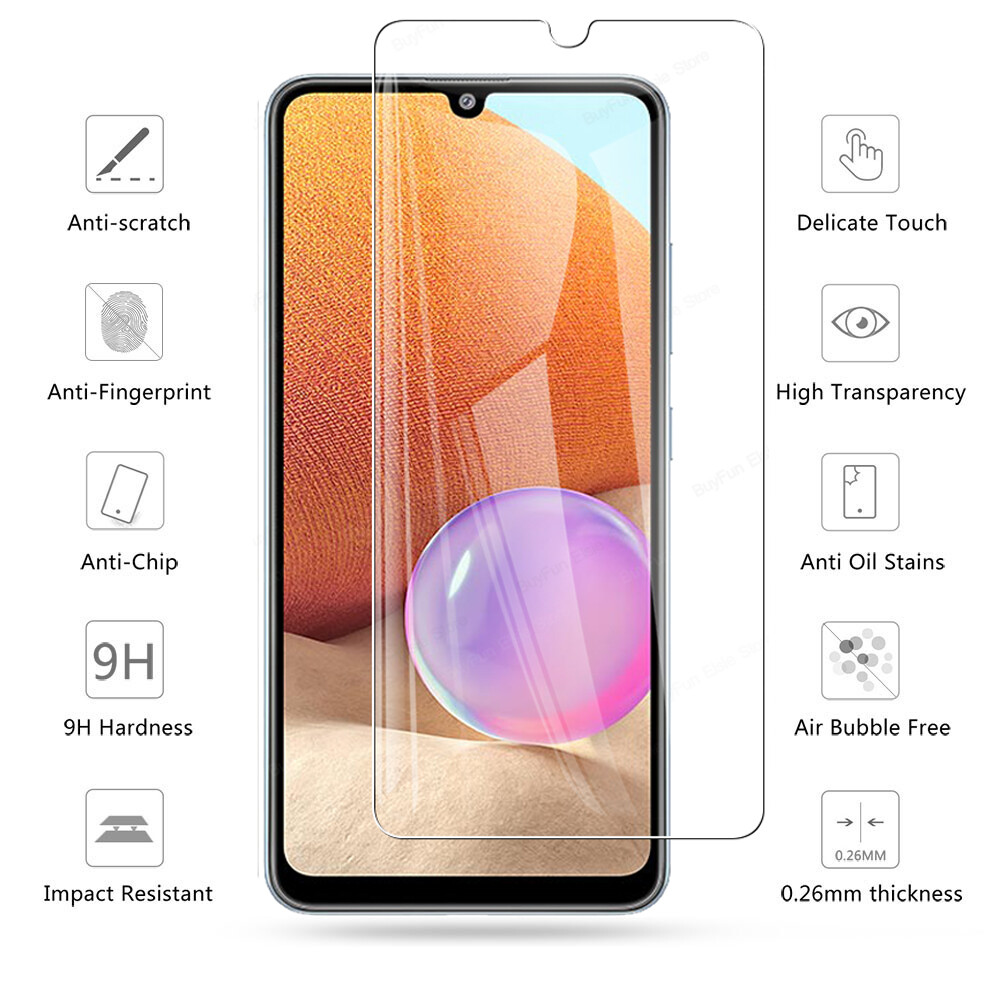 2ชิ้นกระจกนิรภัยบนสำหรับ Samsung A32 Glas ฟิล์มป้องกันหน้าจอสำหรับ ...