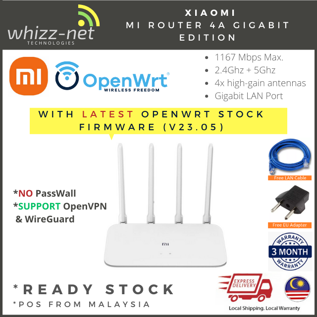 Xiaomi Mi Router 4A Gigabit Edition v2 | RA4Gv2 [ OpenWrt Stock Firmware ] | Lazada
