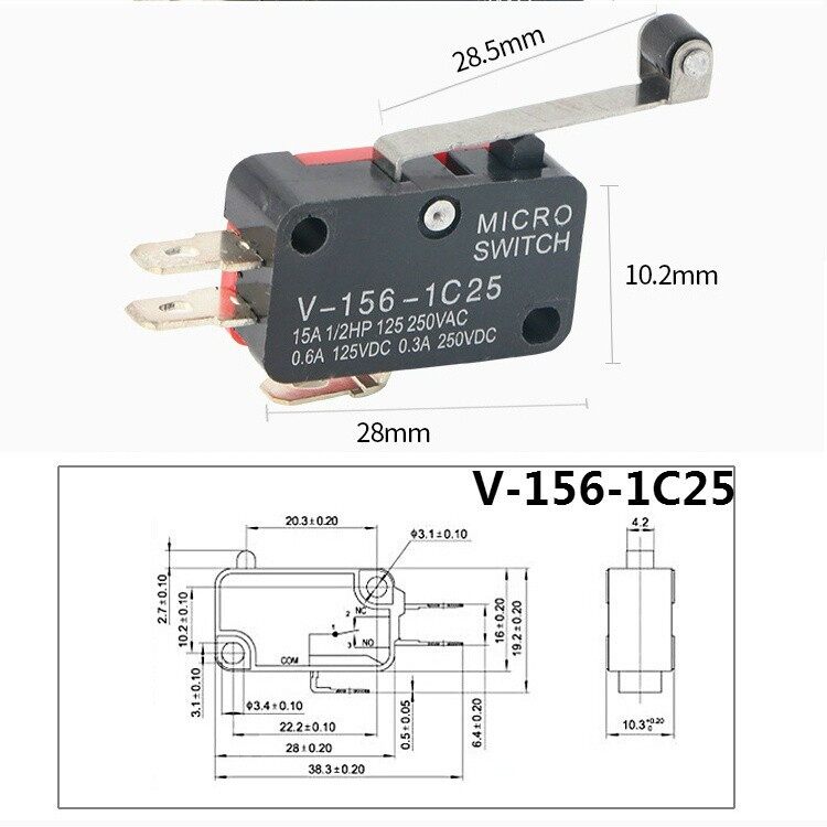 5Pcs/lot Micro switch Stroke Limit Switch V-15-1C25 / V-151-1C25 / V-152-1C25 / V-153-1C25 / V ...