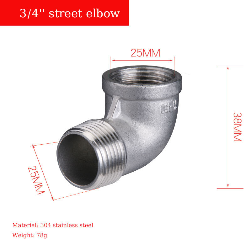 1" 3/8" 1/2" 3/4" SUS304 Stainless Steel Reducing Elbow Straight elbow ...
