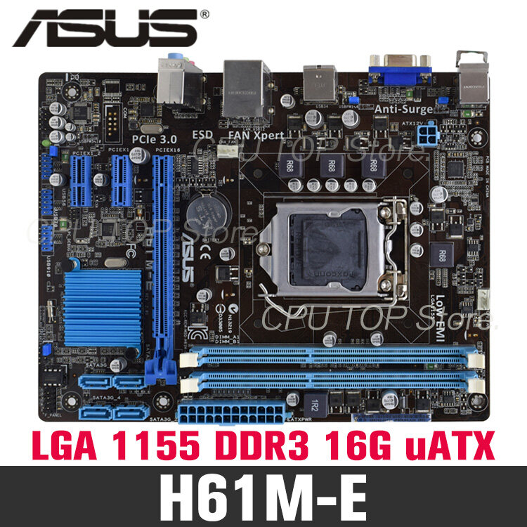 ASUS H61M-E Motherboard DDR3 LGA 1155 USB2.0 for I3 I5 I7 CPU 16GB H61 ...