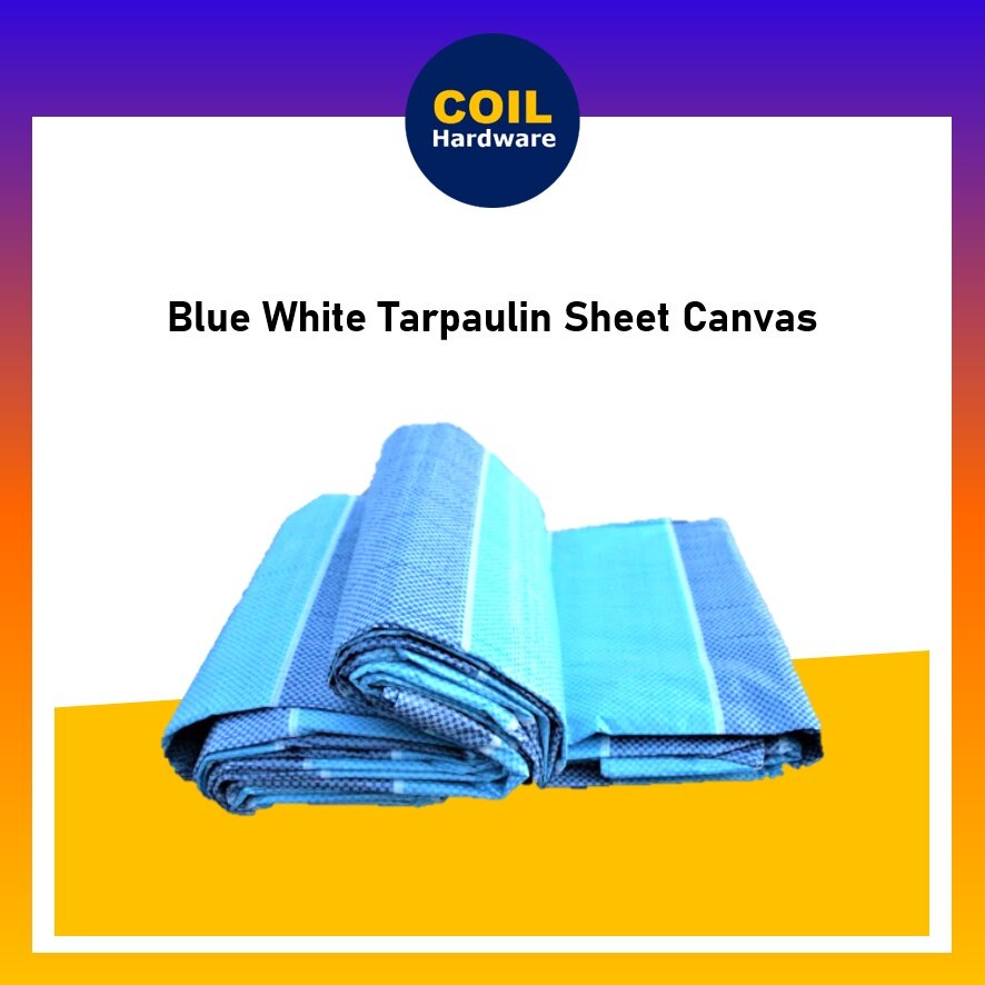 Tarpaulin PE Canopy Canvas | Blue White Canvas | Kanvas Biru Putih | Lazada