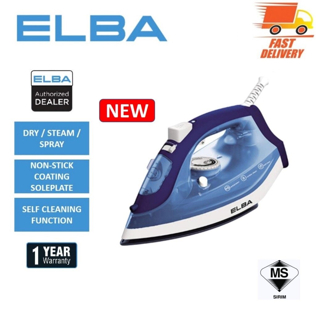 ELBA Steam Iron ESI-N1852- Dry, Steam & Spray Function | Lazada