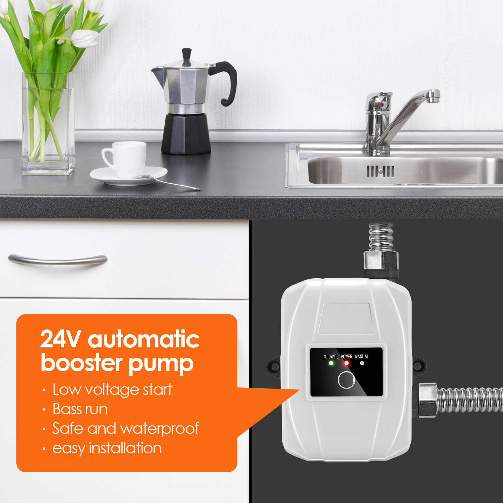 24V Booster Pump Brushless Water Pump Auto Pressure Controller ...