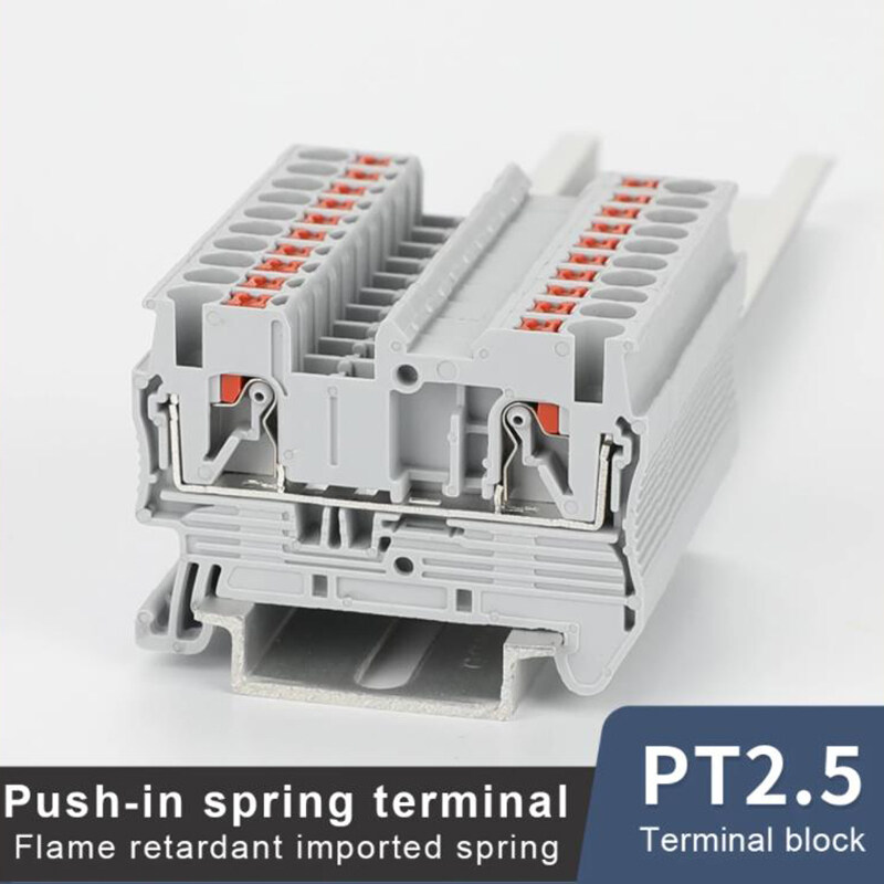 10pcs Din Rail Terminal Blocks PT-2.5 Push In Spring Screwless | Lazada PH