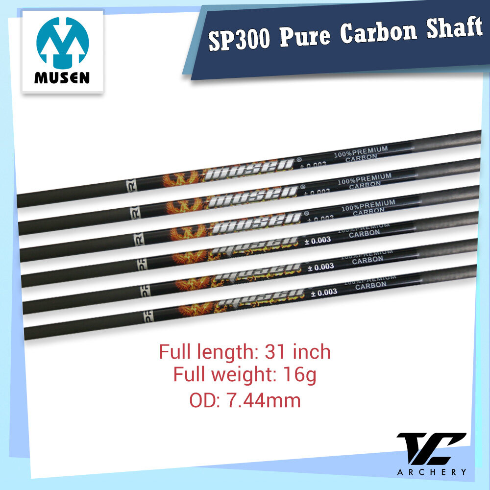 V Club Archery Musen Pure Carbon Arrow Shaft - ID6.2mm - Straightness 0 ...