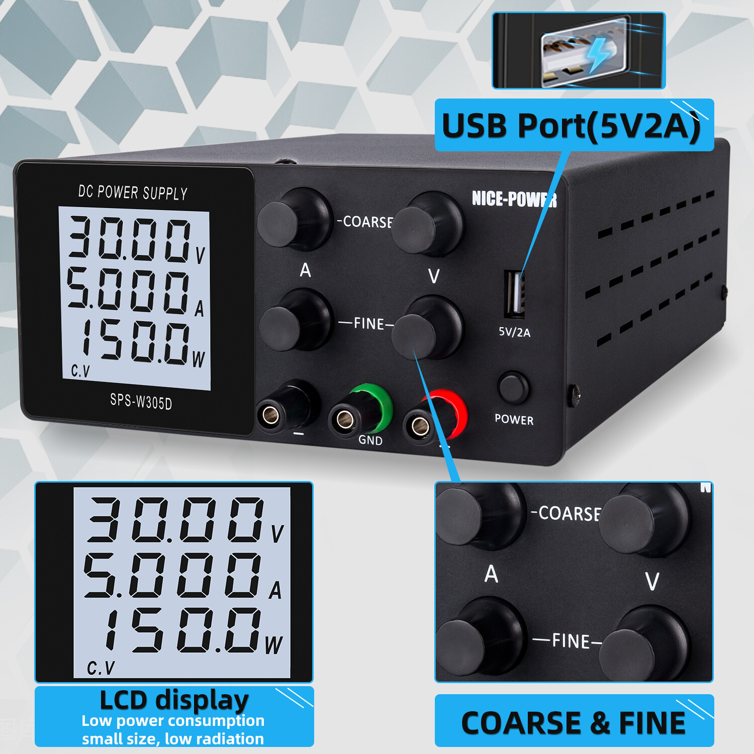 Nice power DC power supply adjustable 4-digit LCD screen laboratory ...