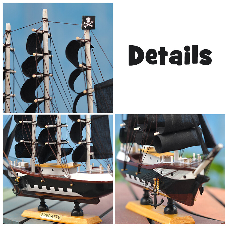 33/24/20cm Nautical Pirate Ship Model Wooden Handcrafted for Office ...