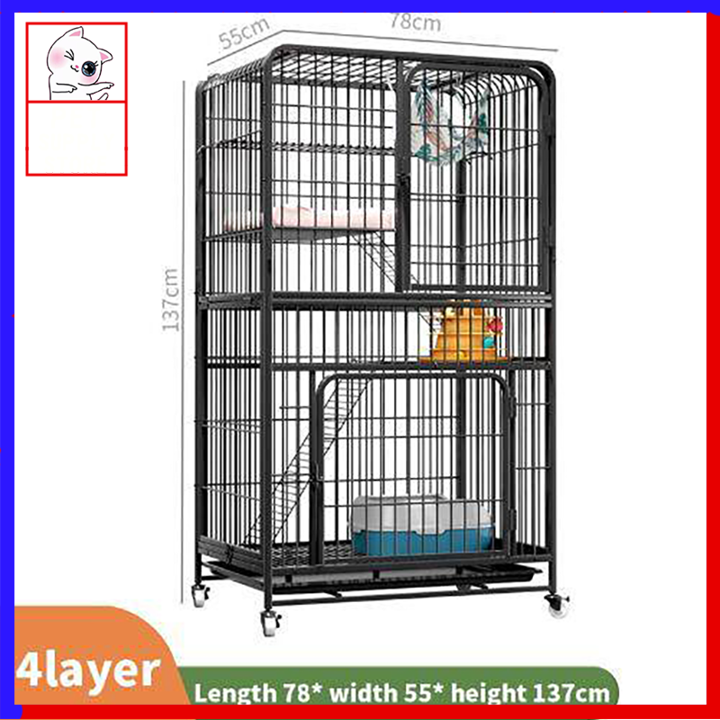 Pet Cage Cat Cage Villa Large Free Space Household Cat Cage Indoor 2-5 ...