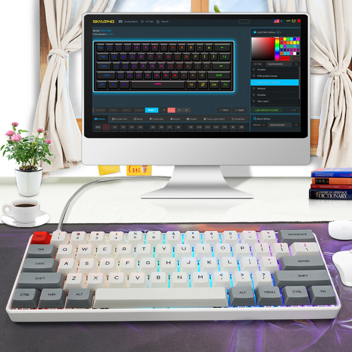 GEEK ที่กำหนดเอง sk61 60% 61 คีย์ nkro Gateron แกนแสงประเภท-C สาย RGB ...