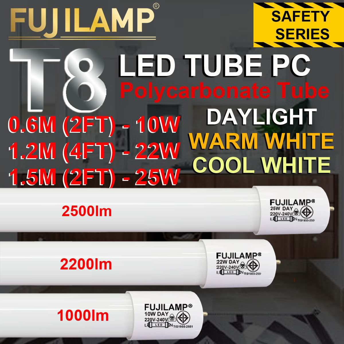 [Local Seller] LED Tube T8 2ft/4ft PC (safety type) | Lazada