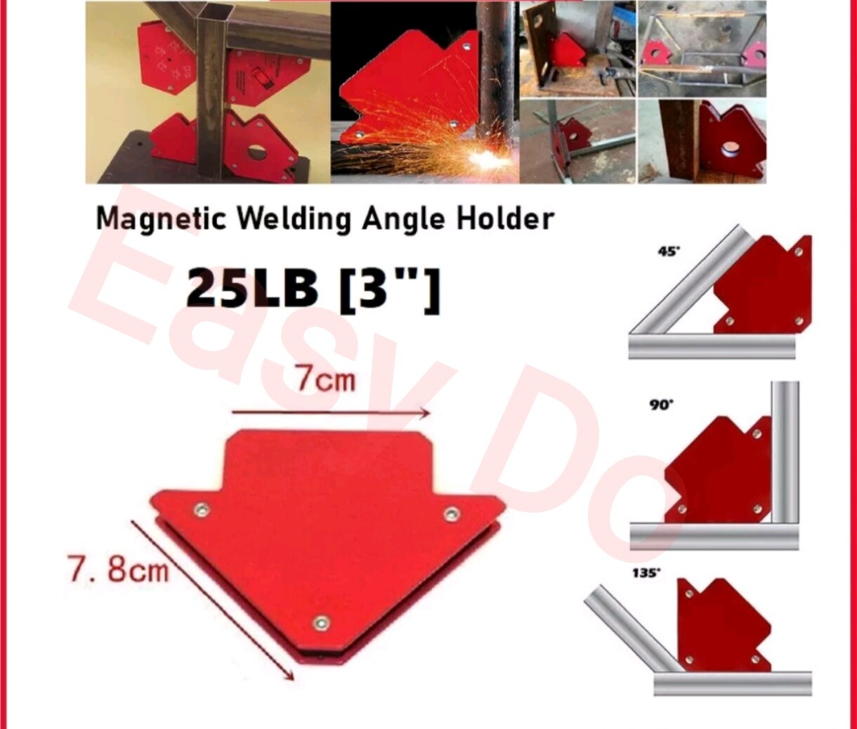 25LB 3" Triangle Magnetic Welding Angle Holder Corner Arrow Support ...