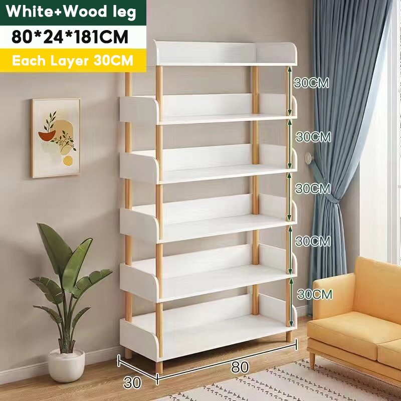 6 Tiers Multipurpose BookShelf Wooden Shelves Rack Bookcase Utility ...