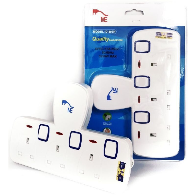 4 Way T Type Multi Adaptor Extension Socket with SIRIM Neon Wireless ...