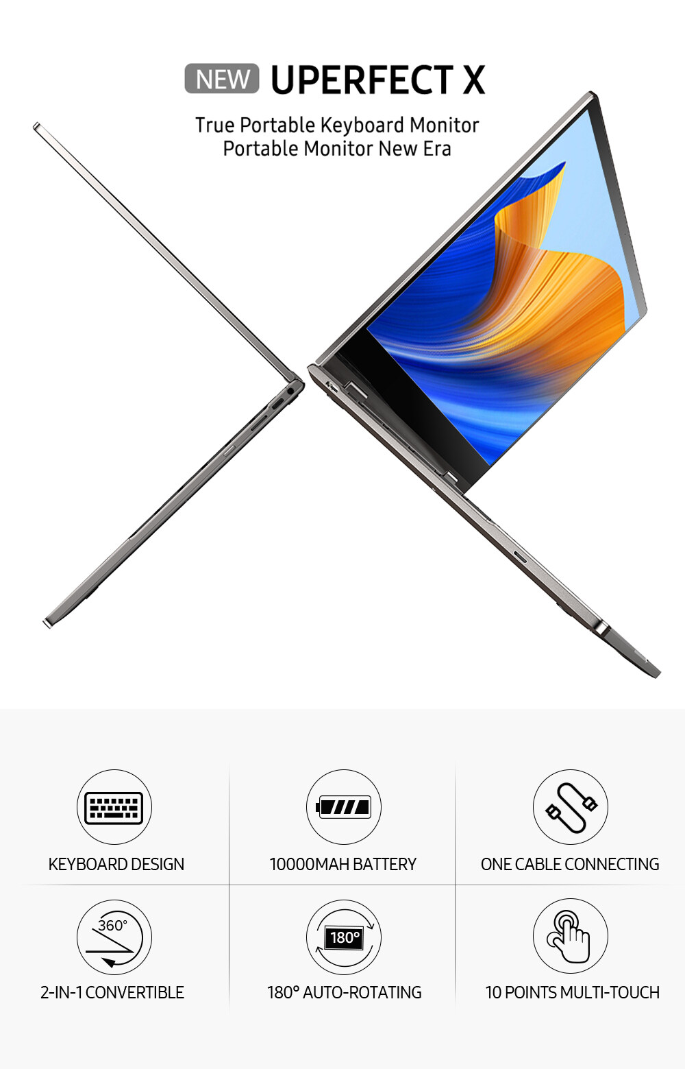 UPERFECT X lapdock laptop monitor and keyboard 13.3/14inch FHD 1080p ...