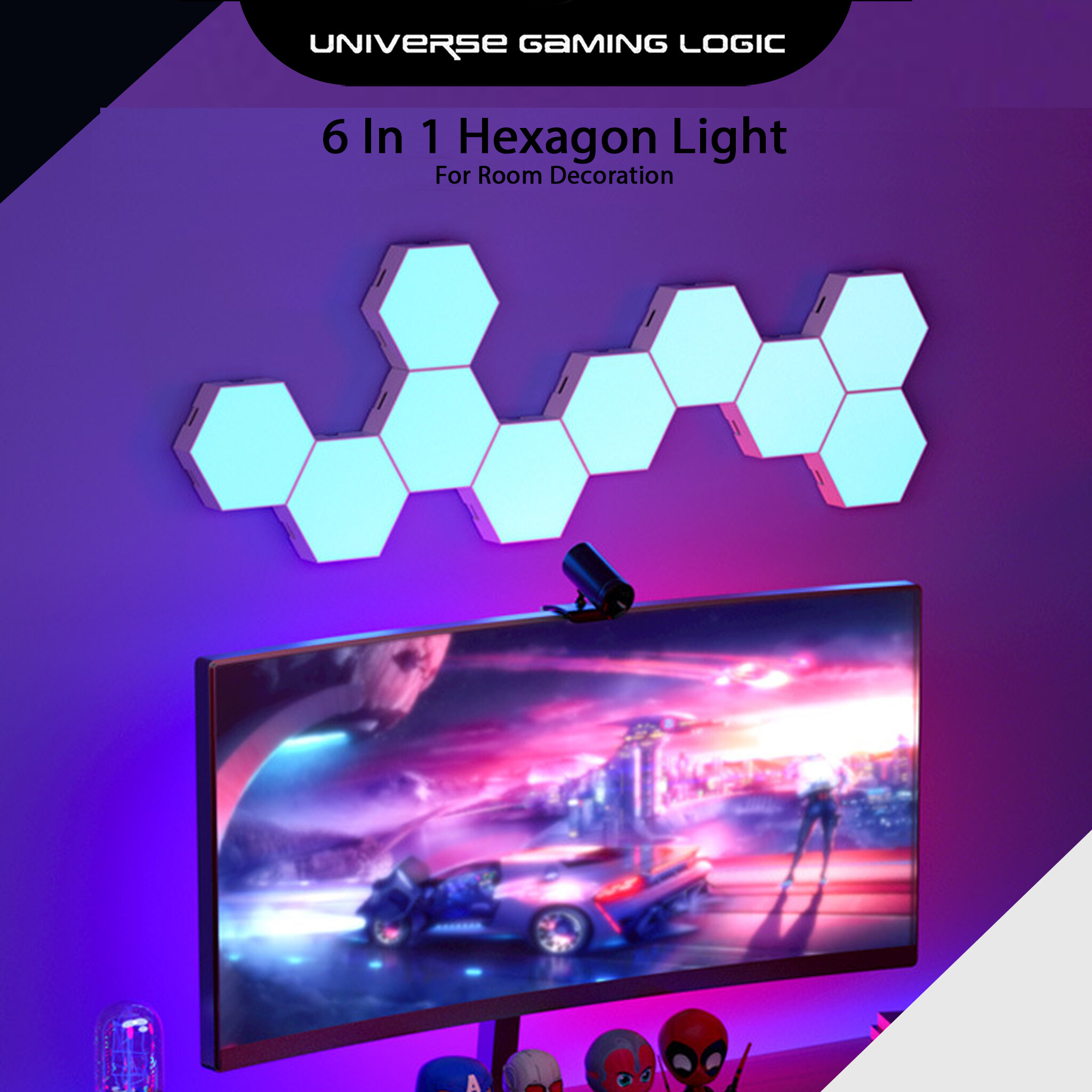 UGL HEXALIGHT 6 in 1 Hexagon DIY RGB Wall Lamp Honeycomb Module Light ...