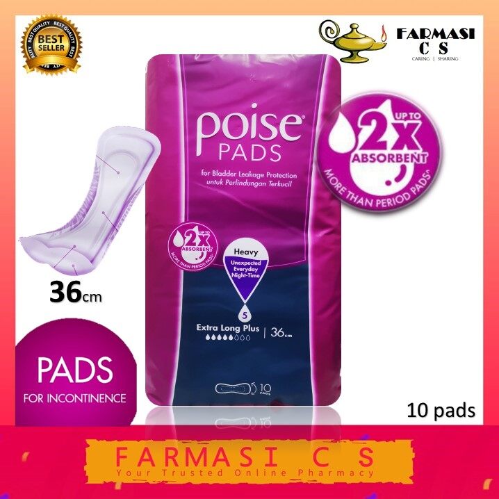 Poise Extra Long Plus Pad for Heavy Bladder Leakage Protection 36cm ...