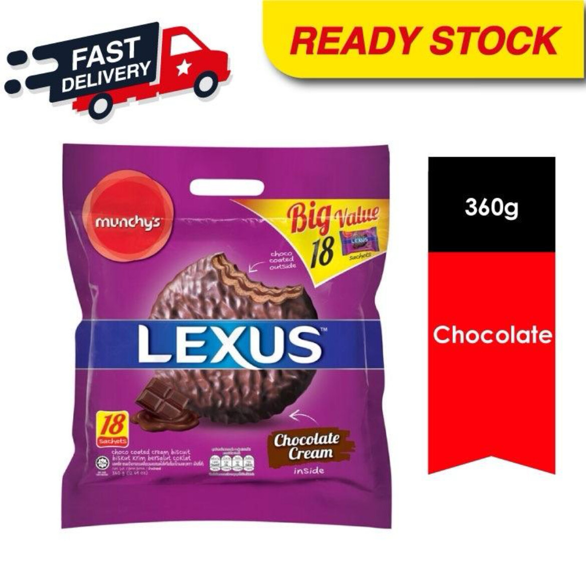 Munchy's Lexus Choco Coated Chocolate Biscuits 360g | Lazada