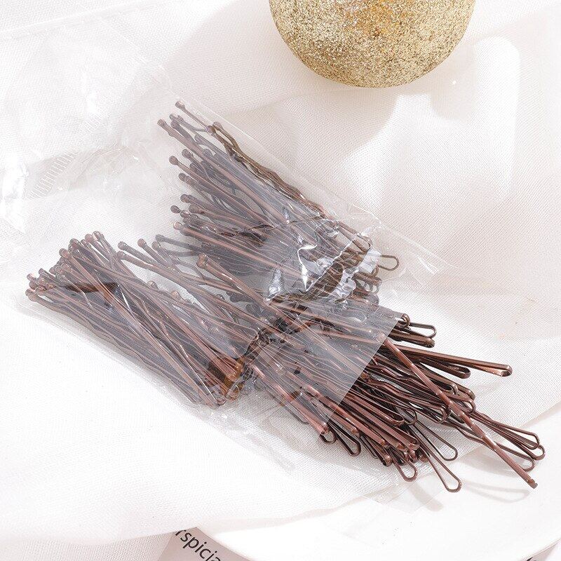 100 Pcs/Set 5cm Black Gold Hairpins for Women Lady Bobby Pins Invisible ...