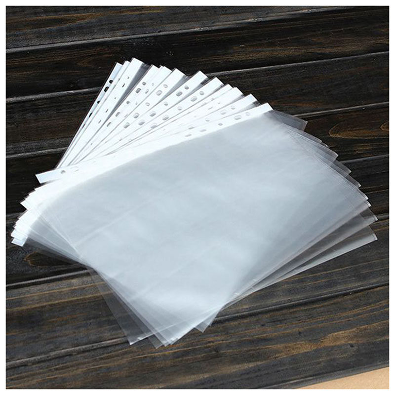 100pcs A4 PP Punched Punch Pockets Folders Filing Wallets Sleeves Bag ...