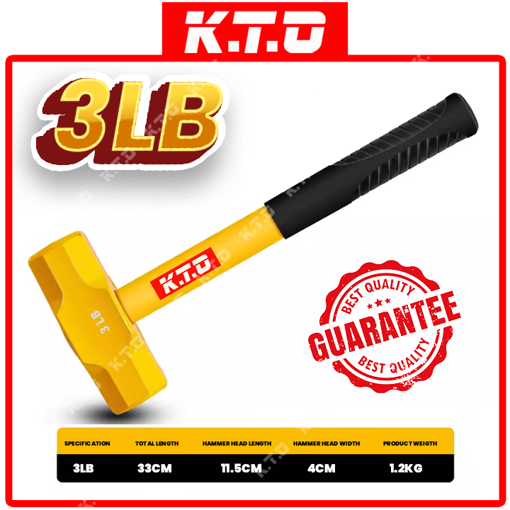 2LB / 3LB / 4LB KTO Sledge Hammer Handle Vibration Smashing Steel Head ...