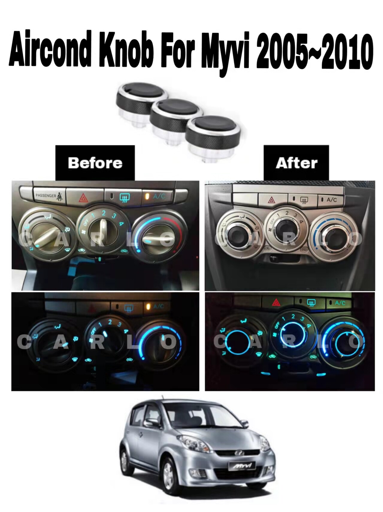 Aircond Knob for Perodua Myvi 2005-2010 (plug and play) | Lazada