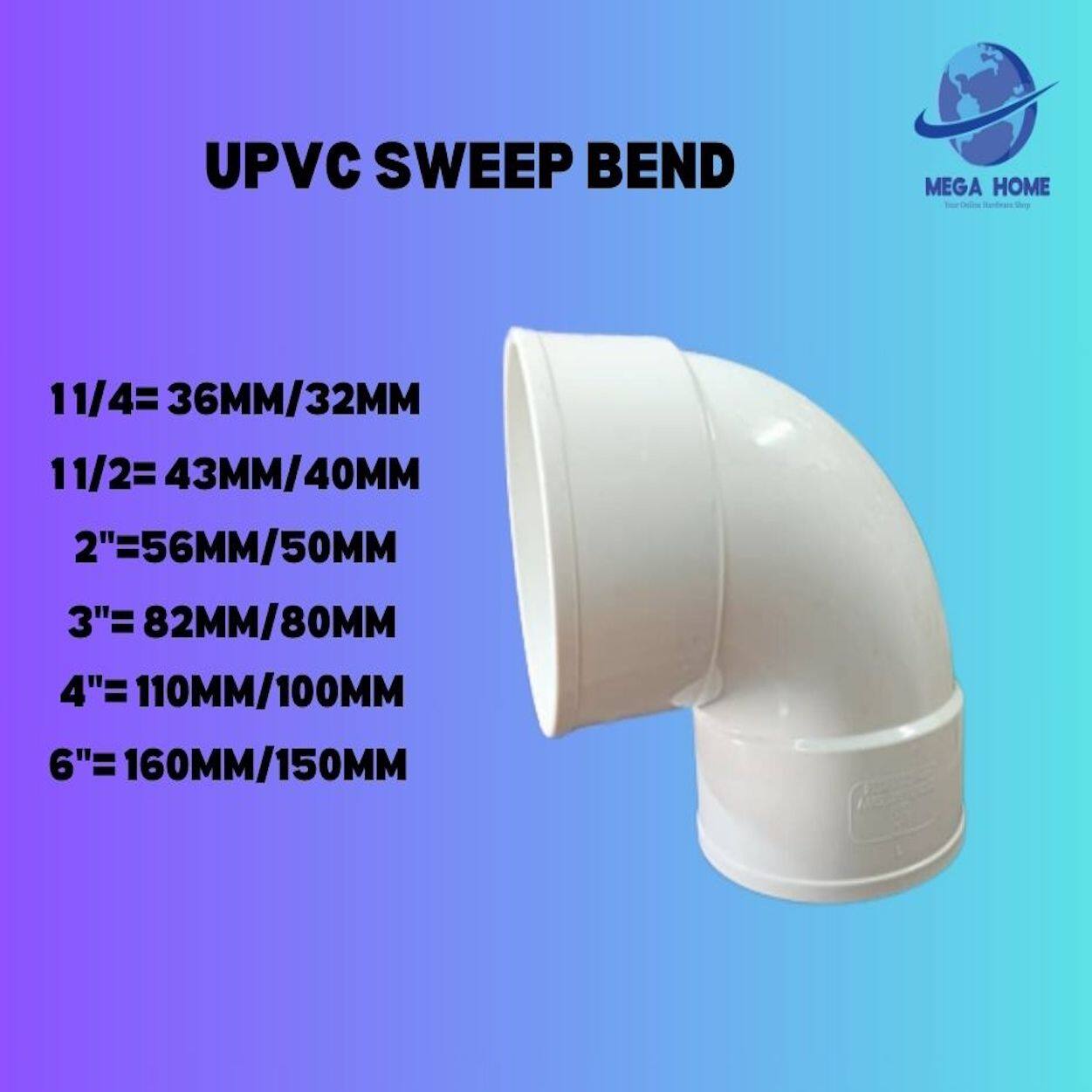 (READY STOCK)82mm Upvc Sweep Bend 45 degree / 90 degree Upvc Elbow | Lazada