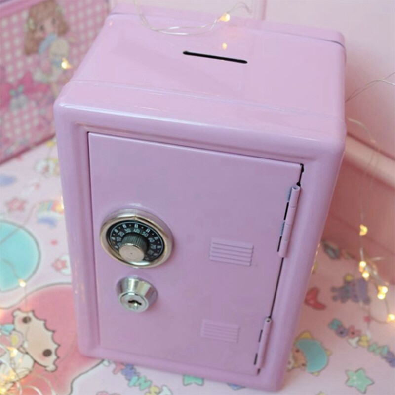 Kids Money Banks, Mini Money Box Gift Safe Case Password with Key Metal ...