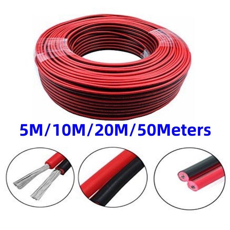 5M 10M 20M 50M 100Meters 2PIN Tin Plated Copper Wire Black Red PVC ...
