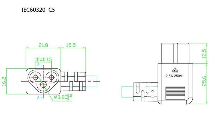 Dual Elbow ออสเตรเลีย AU 3ขาปลั๊กมาตรฐาน IEC 320 C5 Cloverleaf สายไฟ ...