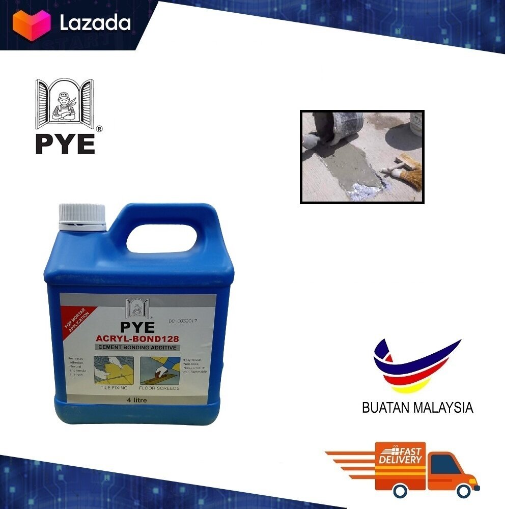 PYE ACRYL-BOND 128 4 LITRE CEMENT BONDING ADDITIVE TILE FIXING FLOOR ...