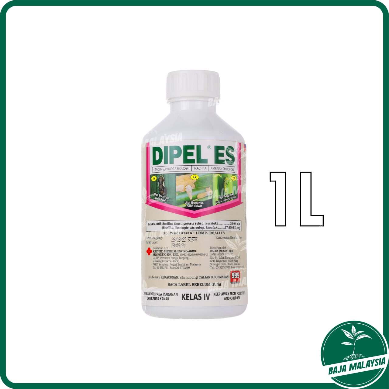 DIPEL ES 1 Liter Bacillus Thuringiensis 26% Racun Serangga Sawit Jagung ...
