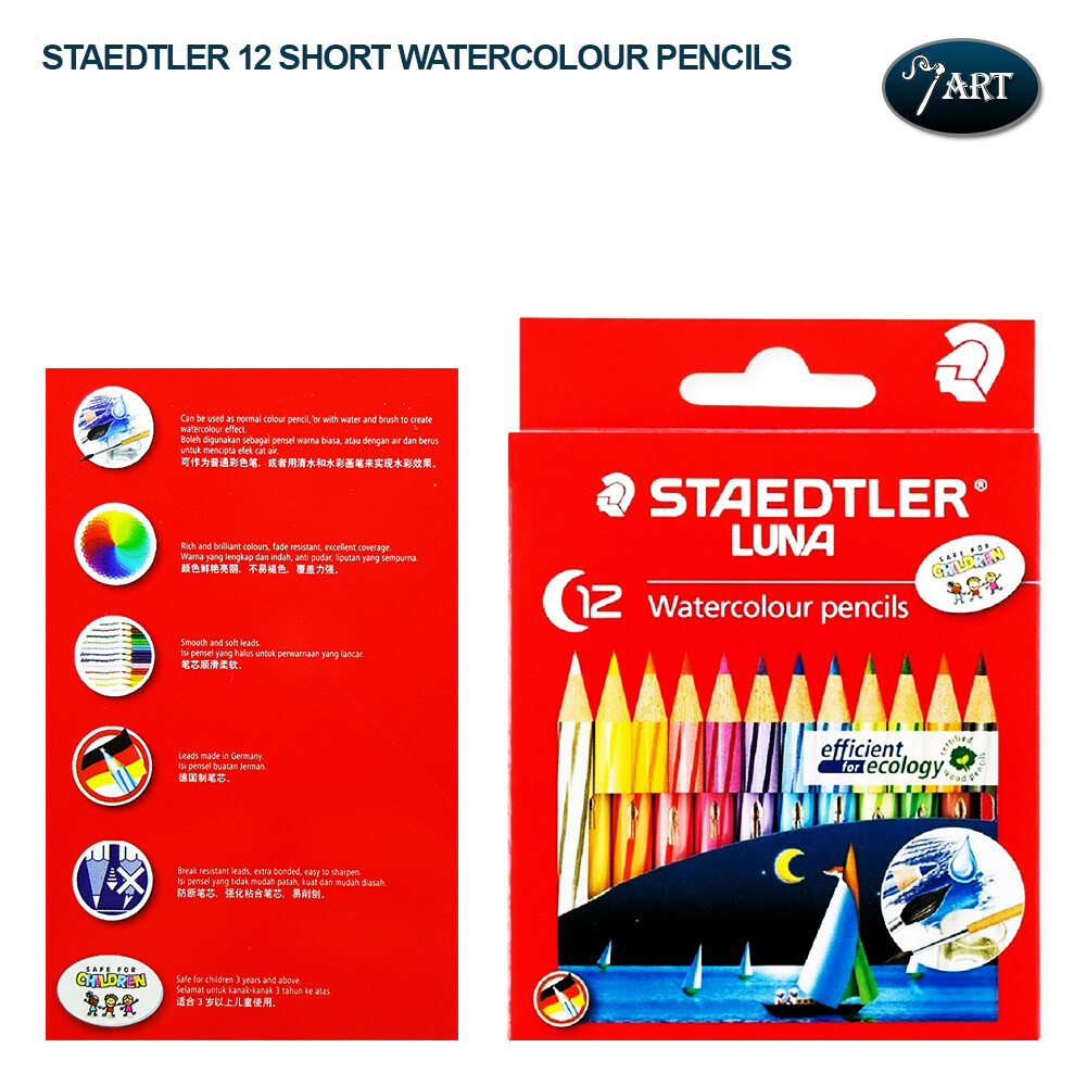 STAEDTLER LUNA 12 SHORT / 12 LONG / 24 WATERCOLOUR PENCIL | Lazada