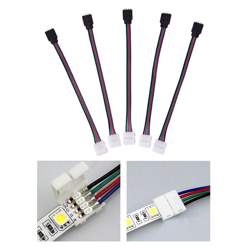 FENG hot sale????????????10PCS 10mm 4 Pin Male Female PCB Connector Cable For RGB 5050 3528 LED ...