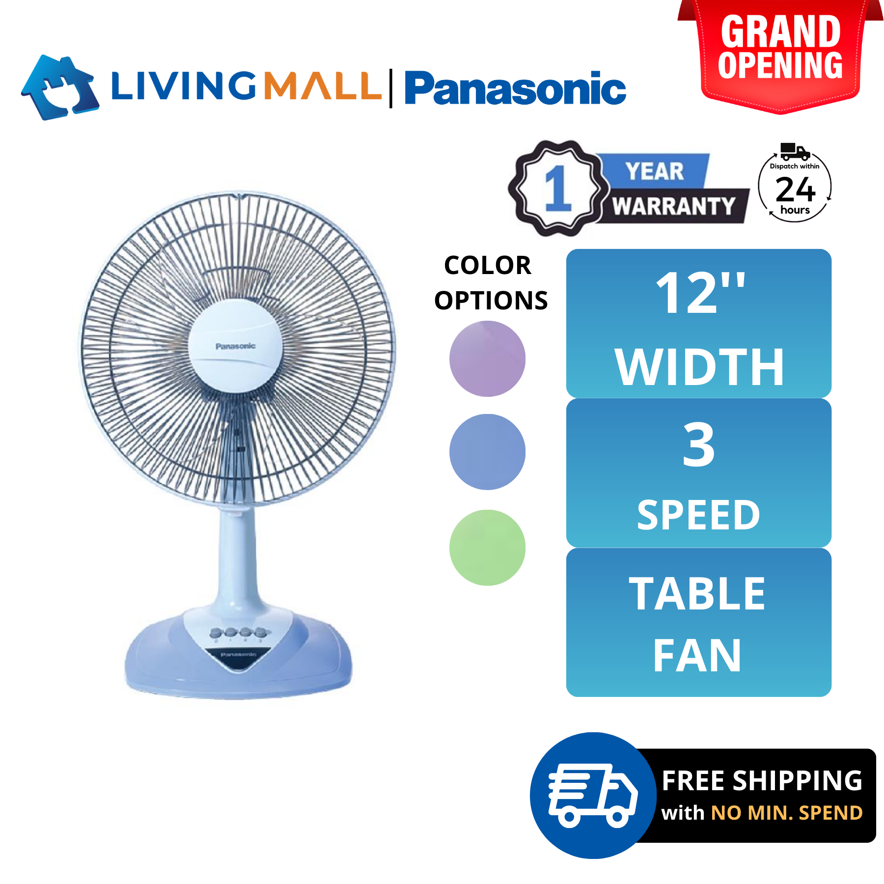 [𝐅𝐑𝐄𝐄 𝐃𝐄𝐋𝐈𝐕𝐄𝐑𝐘] PANASONIC TABLE FAN 12" F-MN304 3-SPEED ON/OFF 风扇 | Lazada