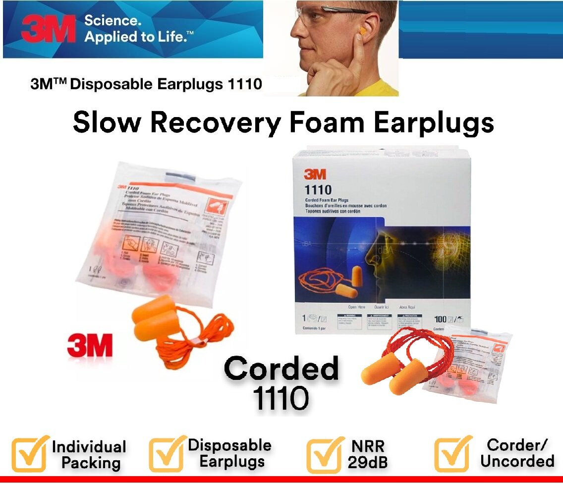 3M 1110 Soft Foam Disposable Corded Earplugs | Lazada