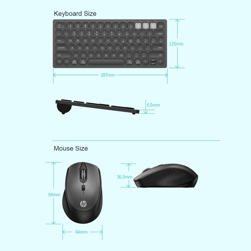 HP CS750 2.4G Wireless Bluetooth Keyboard and Mouse Combo Dual Mode Silent Gaming Office Mice ...