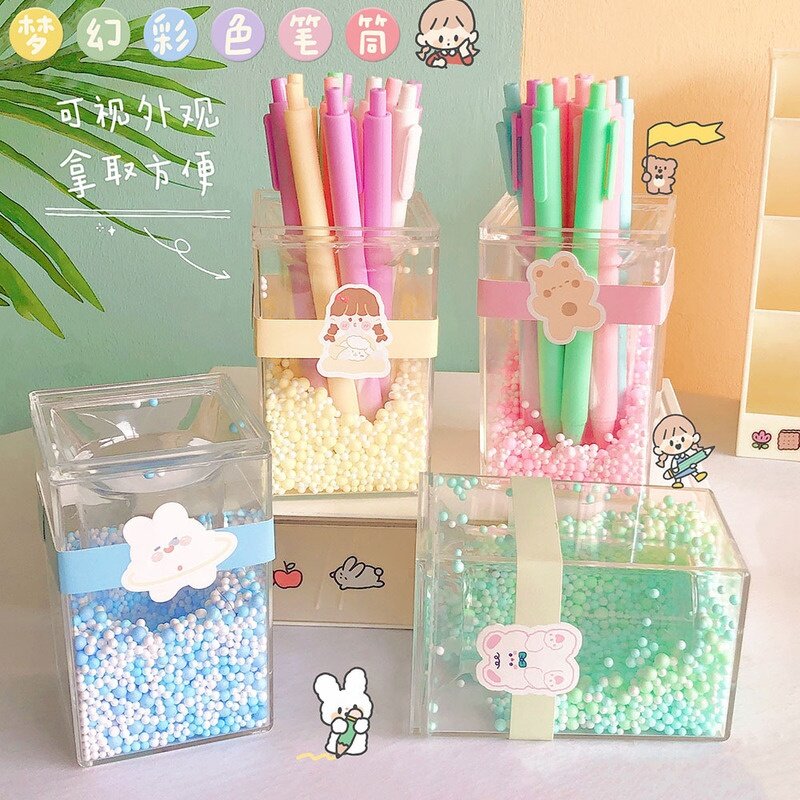 Ins Acrylic Bubble Pen Holder Student Stationery Pencil Case Pen Bucket ...