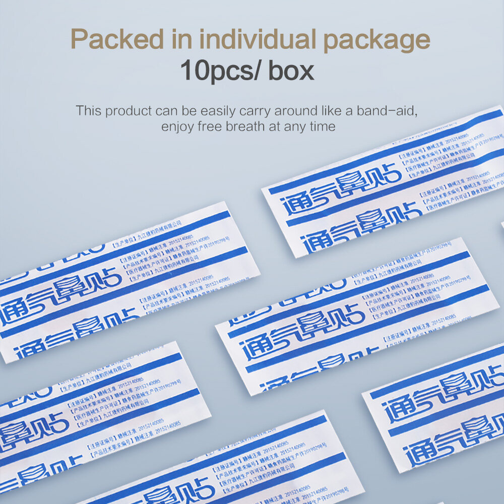 Cofoe 10ชิ้น/กล่องแผ่นแปะจมูก nasal strips แผ่นแปะคัดจมูกบรรเทาคัดจมูกนอนกรนที่แปะคัดจมูกแก้ ...