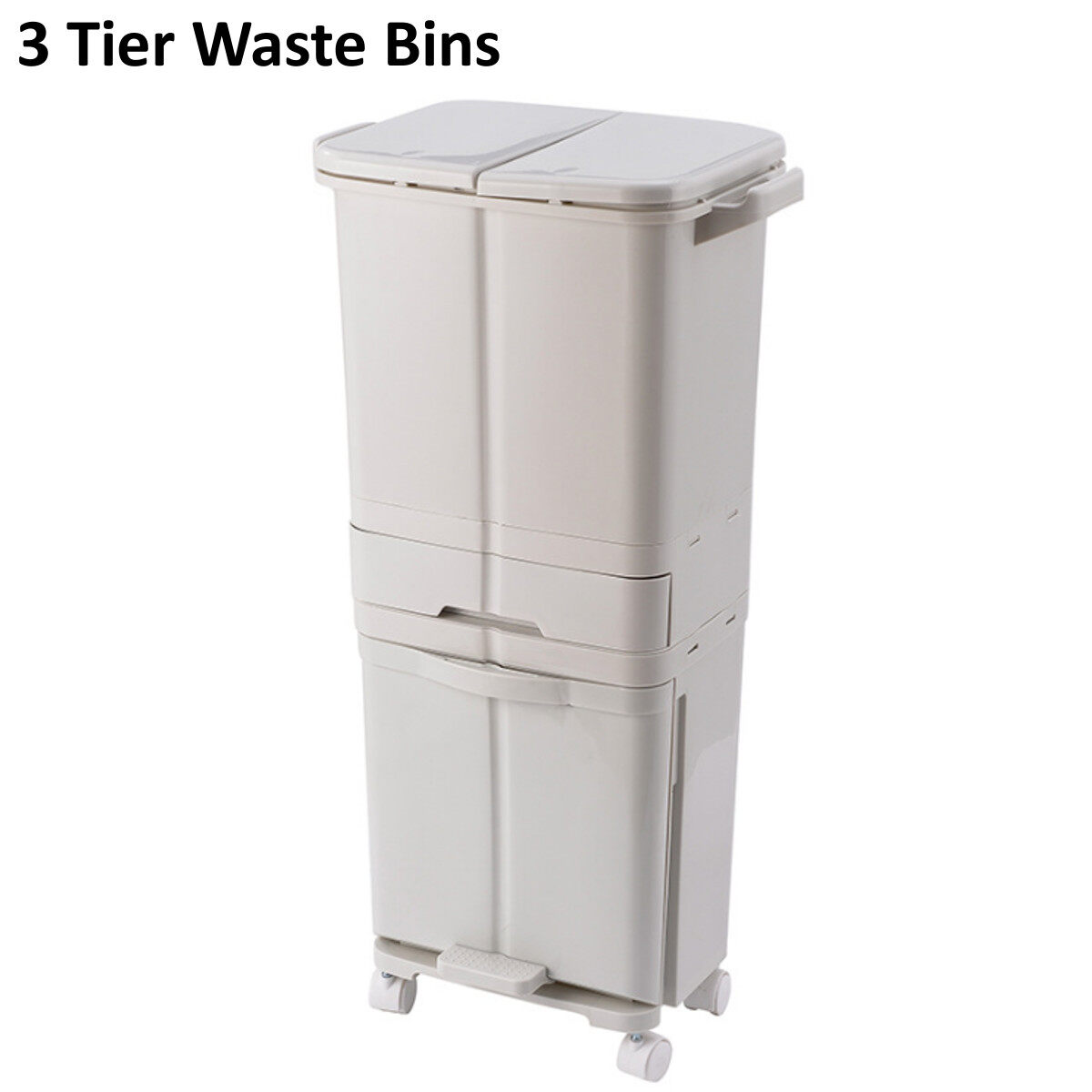 Waste Bin Kitchen Living Room Bathroom Wheels Trash Can Dry and Wet ...