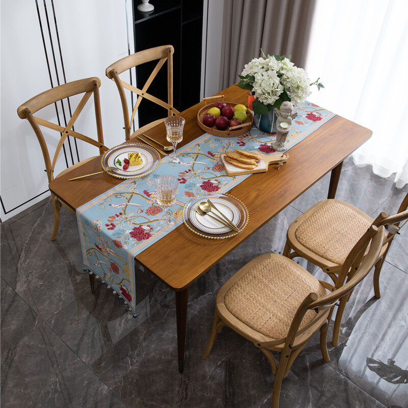 Retro jacquard bird floral beads polyester cotton household table ...