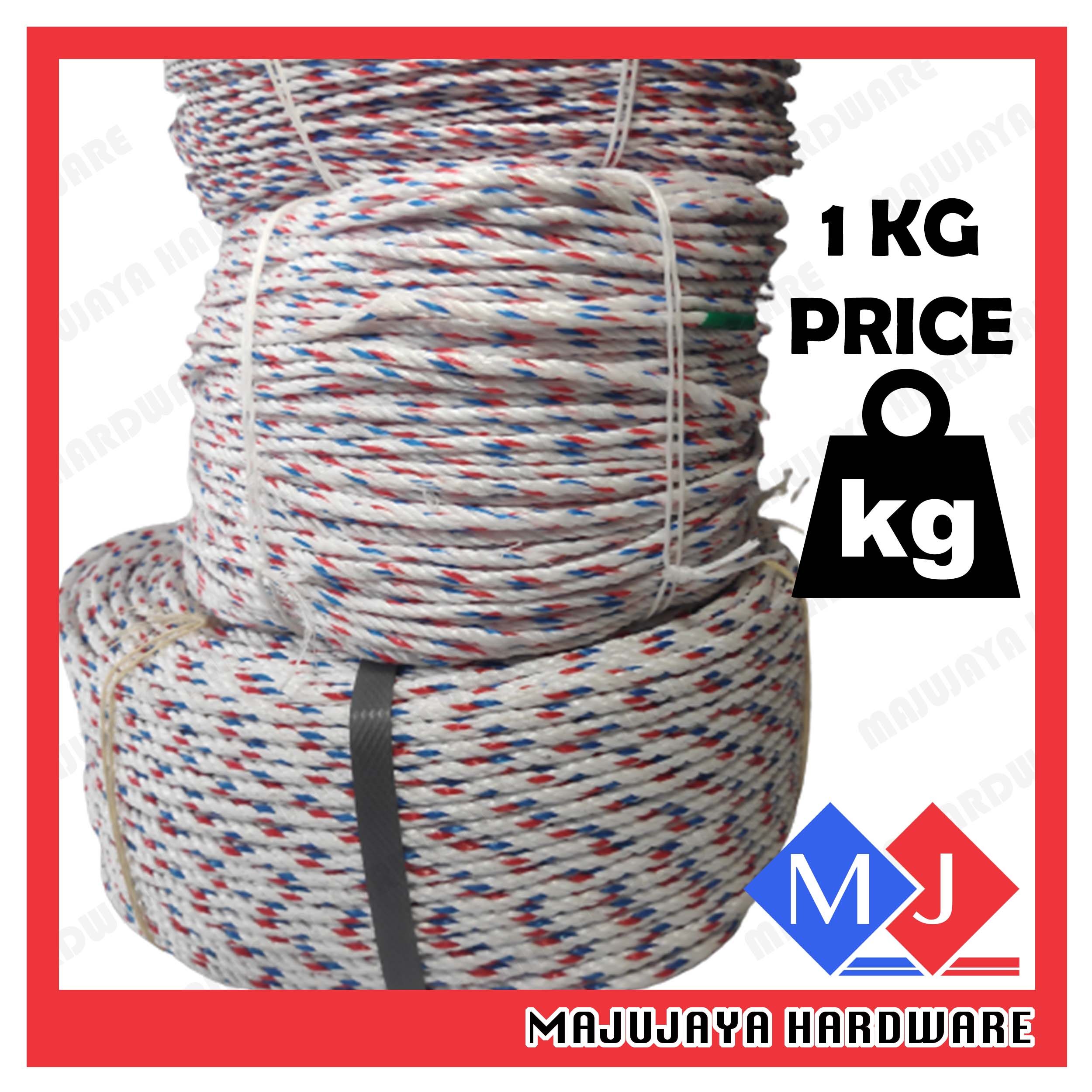 1KG PP Rope Tali PP Nylon Putih 3mm , 4mm , 5mm ,6mm , 8mm , 10mm ...