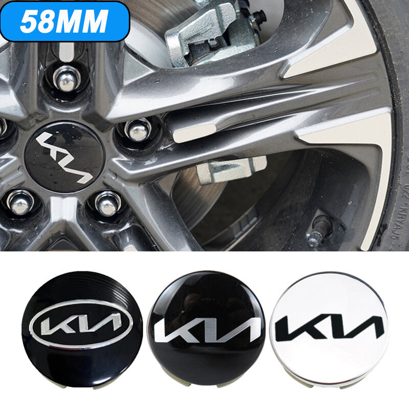 4PCS 58MM Car Emblem ศูนย์ล้อ HubCaps ยางอุปกรณ์เสริมสำหรับรถยนต์ KIA Rio K2 K3 K4 K5 K7 KX3 KX5 ...