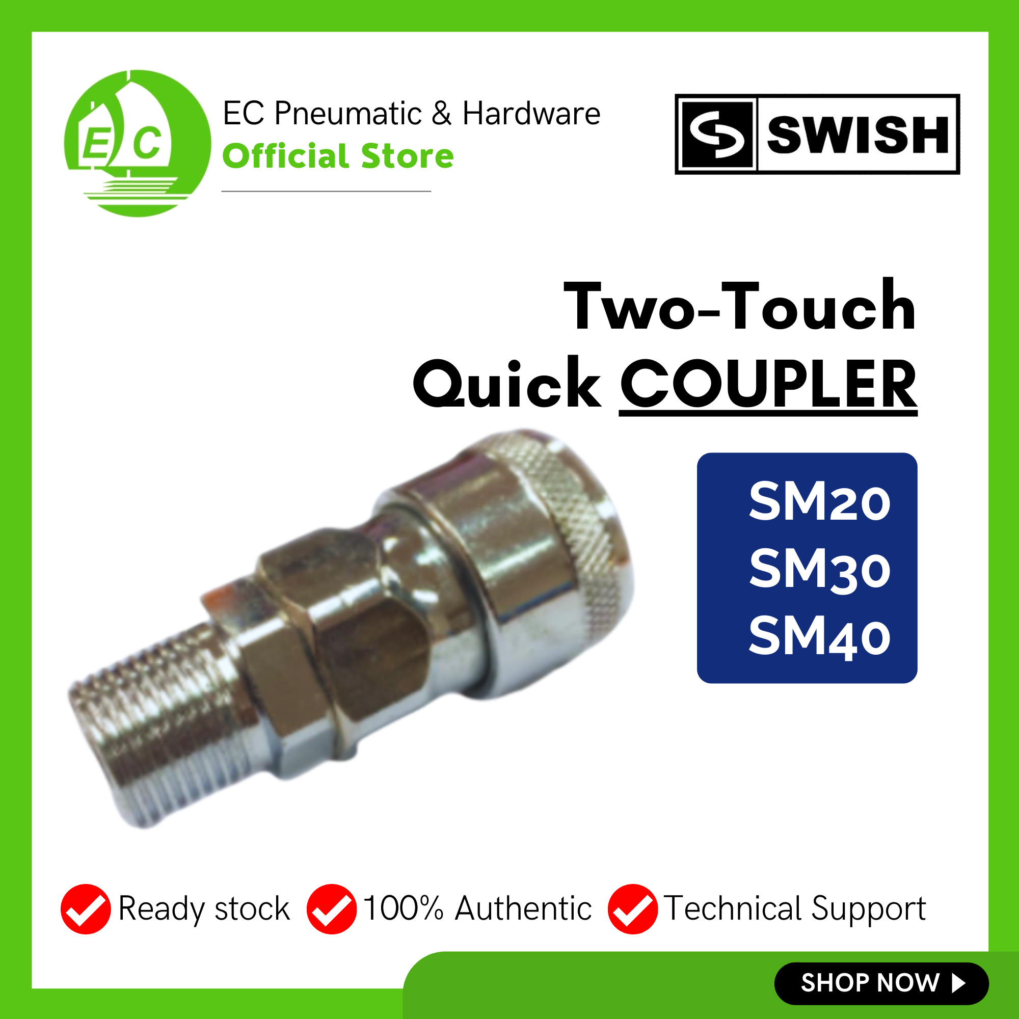 SM20, SM30, SM40 SWISH Two Touch Quick Coupler Pneumatic Air Compressor Hose Coupling Socket ...